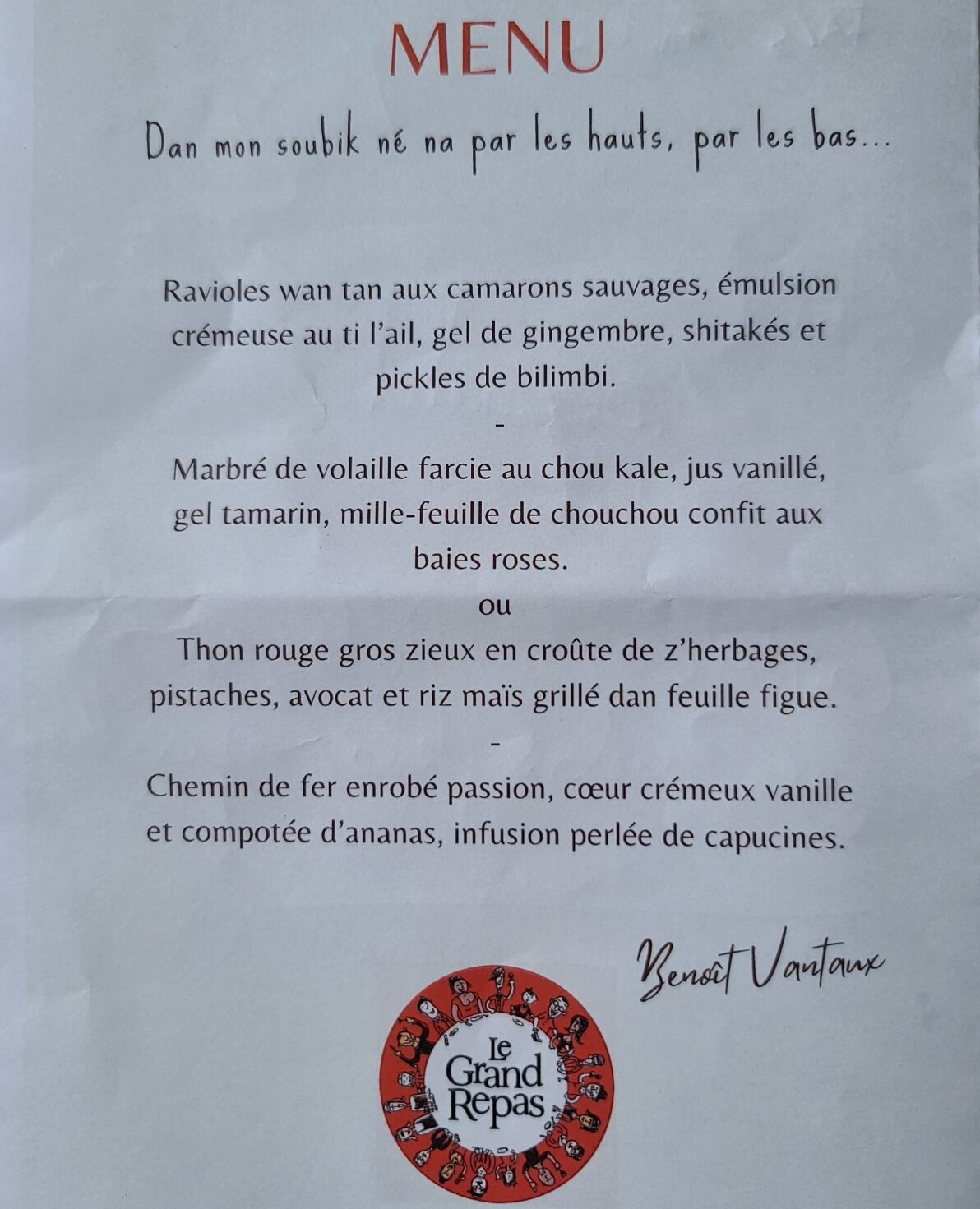 Le Grand Repas - Disciples Escoffier - Pays Réunion - Océan Indien-